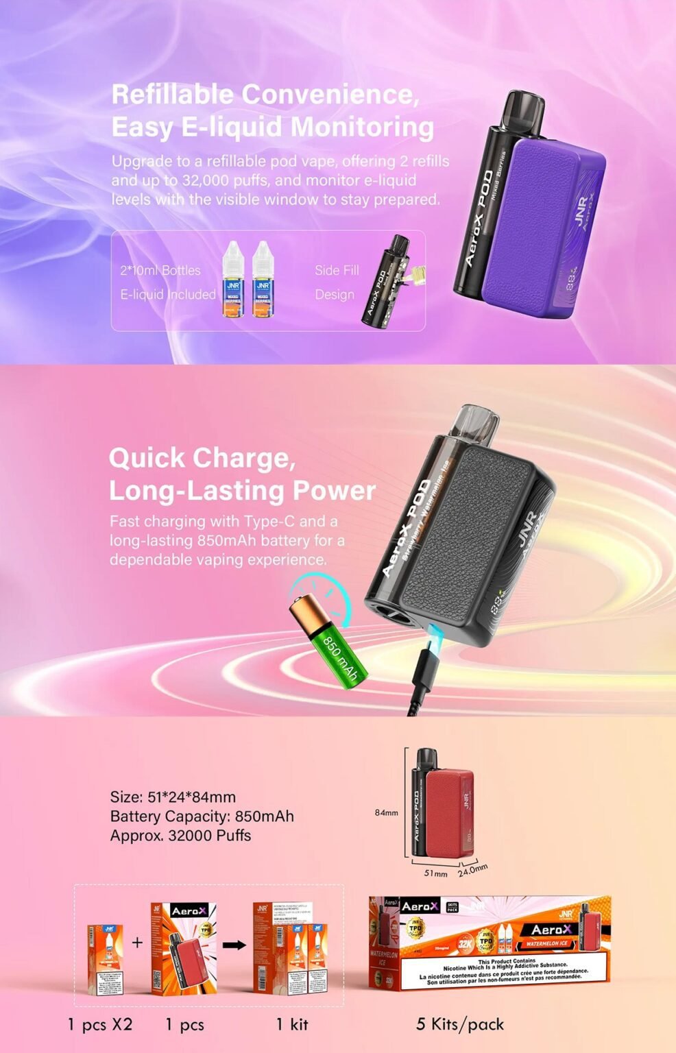 JNR AeroX 32K – Puff JNR 32 000 Puffs en France | Livraison 2-5j